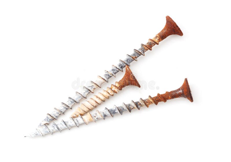 Three Rusty Screws are Laying on a White Background Stock Illustration ...