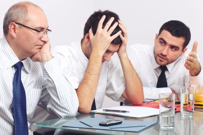 Three Sad and Depressed Businessman Stock Photo - Image of looking ...