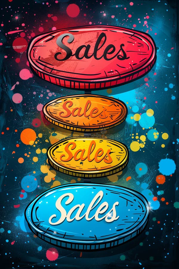 Three Sales Signs Placed on an Empty Background Stock Image - Image of ...