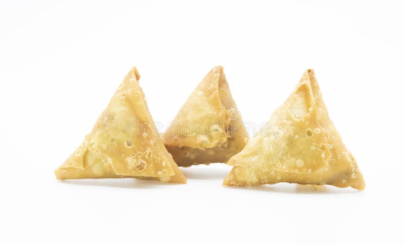 Three Samosa Isolated on White Background Stock Photo - Image of crispy ...