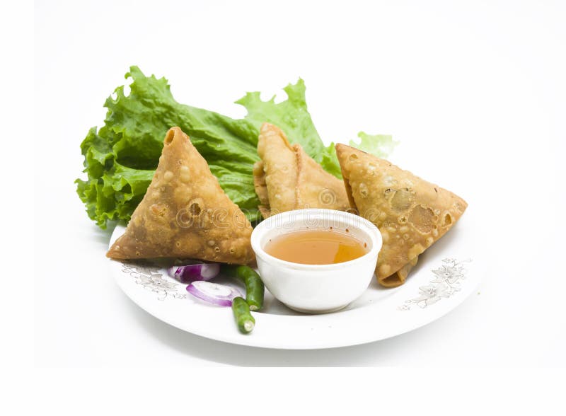 Three Samosa Isolated on White Background Stock Photo - Image of ...