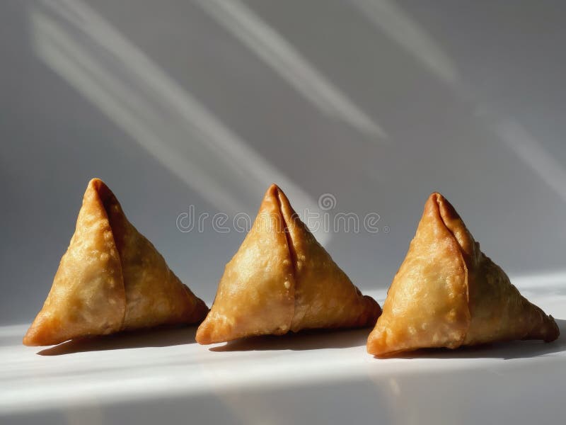 Three Samosas on White Background Stock Illustration - Illustration of ...
