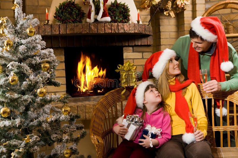 Three Santas stock photo. Image of claus, champagne, celebrate - 12978958