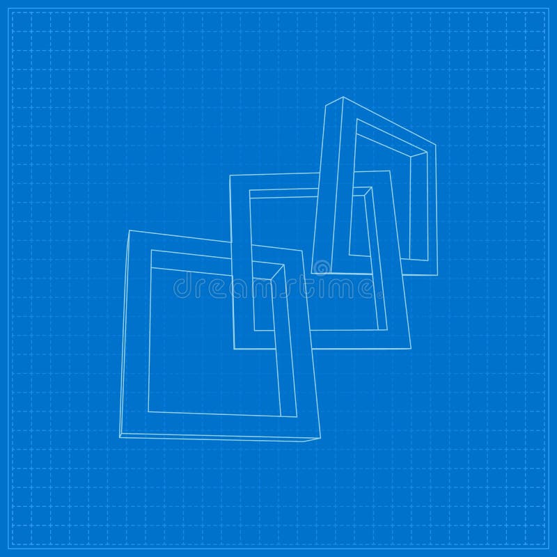 Two Rectangular 3D Frames Blueprint Stock Vector - Illustration of ...