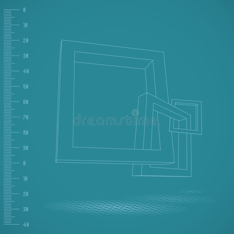 Three Rectangular 3D Frames Blueprint Stock Vector - Illustration of ...