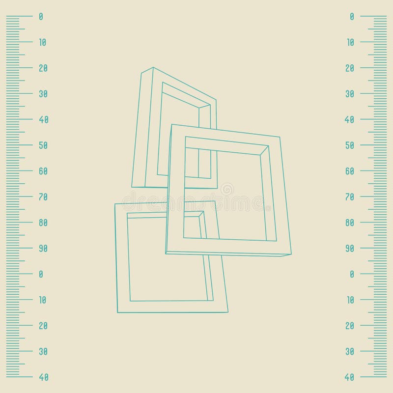 Three Rectangular 3D Frames Blueprint Stock Vector - Illustration of ...