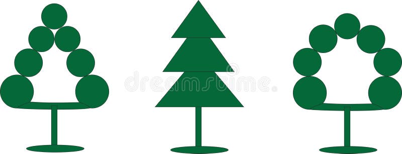 Three schematic trees. stock vector. Illustration of spruce - 94030469