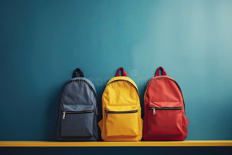 Three School Backpacks, Generative AI Stock Illustration - Illustration ...