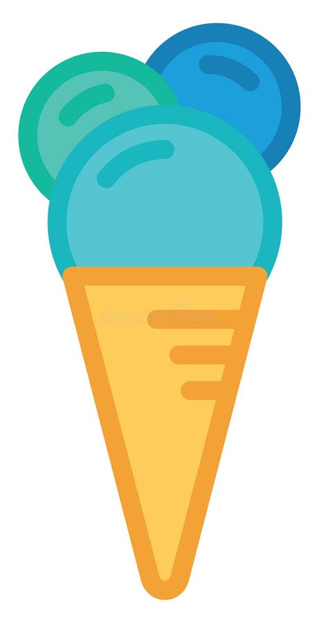 Three Scoops of Blue Ice Cream, Icon Stock Vector - Illustration of ...