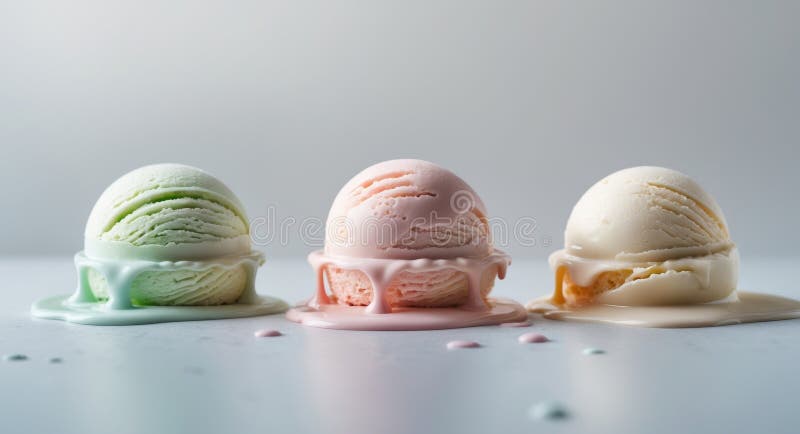 Three Scoops Melting Ice Cream Pastel Colors Stock Photos - Free ...