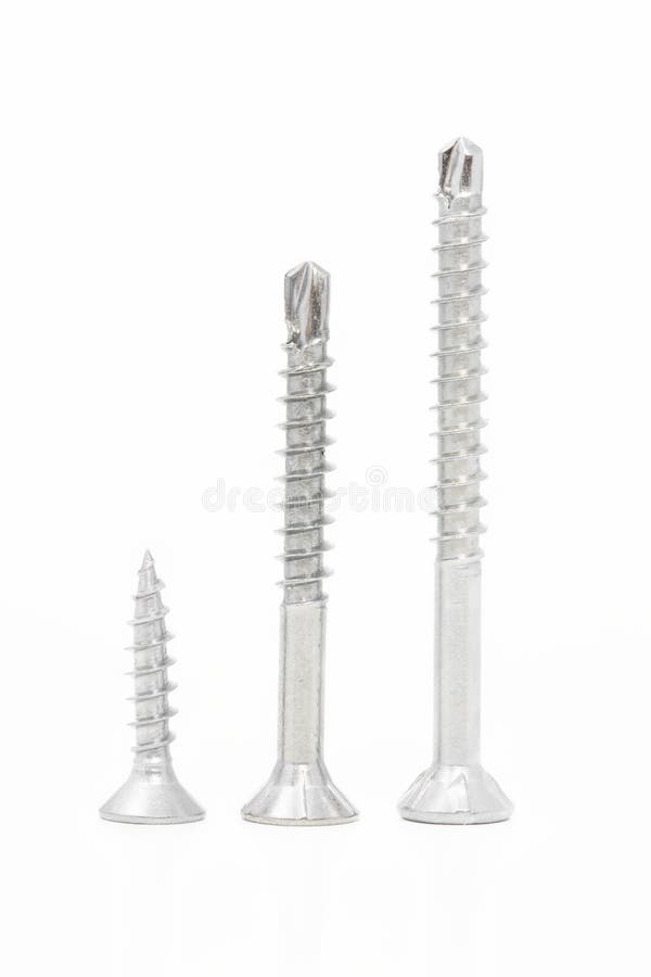 Three Screws on White Background Stock Image - Image of background ...