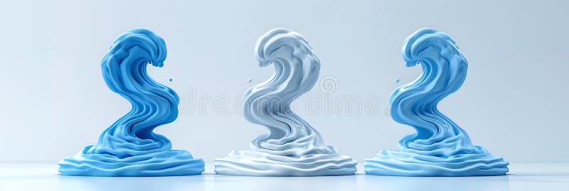 Three Sculptures in Blue and White Color Scheme Stock Illustration ...