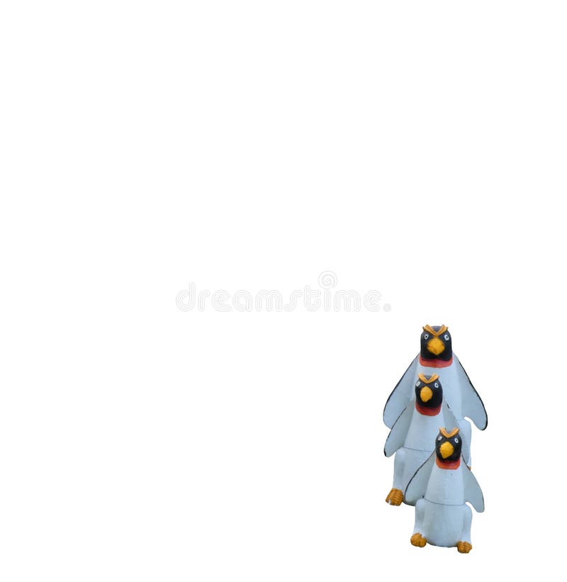 Three Sculptures of Penguins Stand One by One, Isolated, White ...