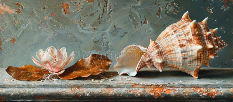 Three Seashells on Ledge stock image. Image of tropical - 310347393