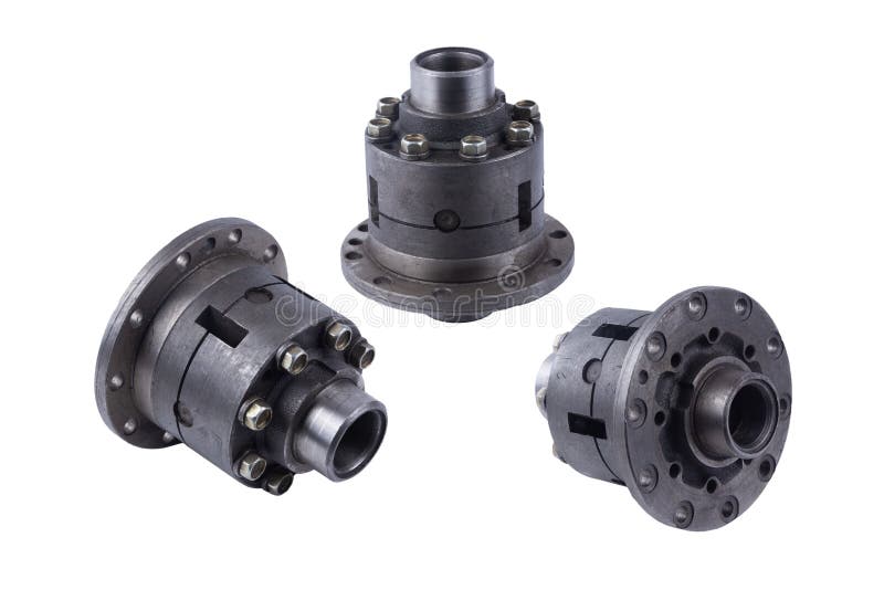 Three Self-locking Rear Axle Differential Isolated on White Background ...