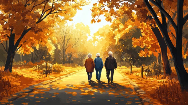 Autumn Stroll stock illustration. Illustration of tranquil - 374951203