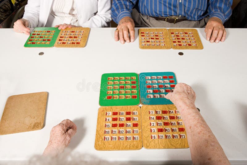 Three Seniors Playing Bingo Stock Photo - Image of high, horizontal ...