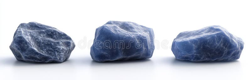 Three Separate Blue Ice Pieces on a White Backdrop. Stock Photo - Image ...