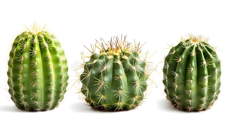 Three Separate Cacti on a White Background. this is AI Generative Image ...