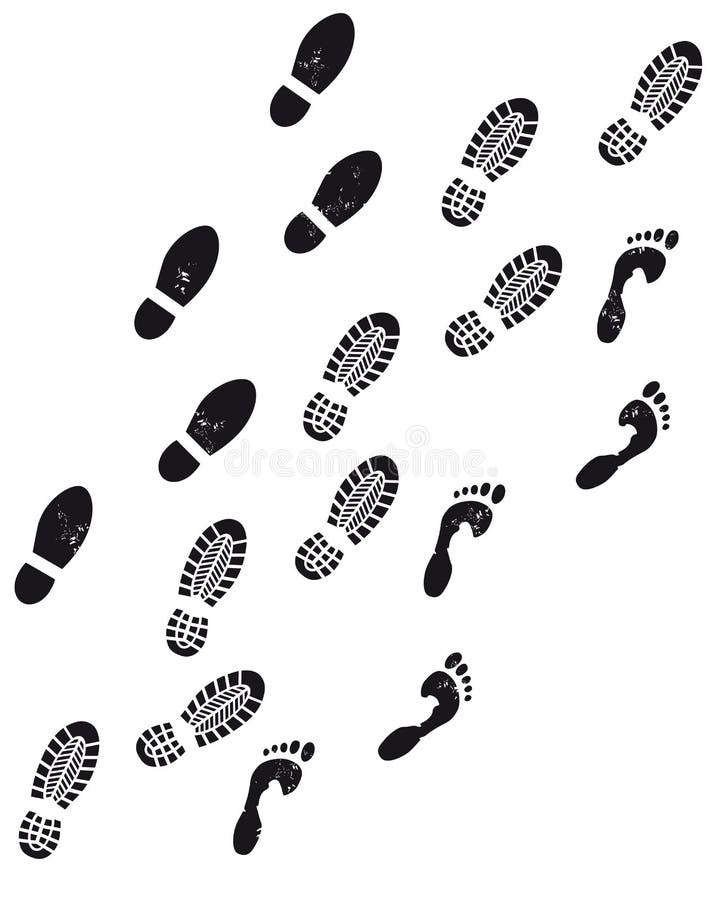 Three sets of footprints stock vector. Illustration of boots - 45449557