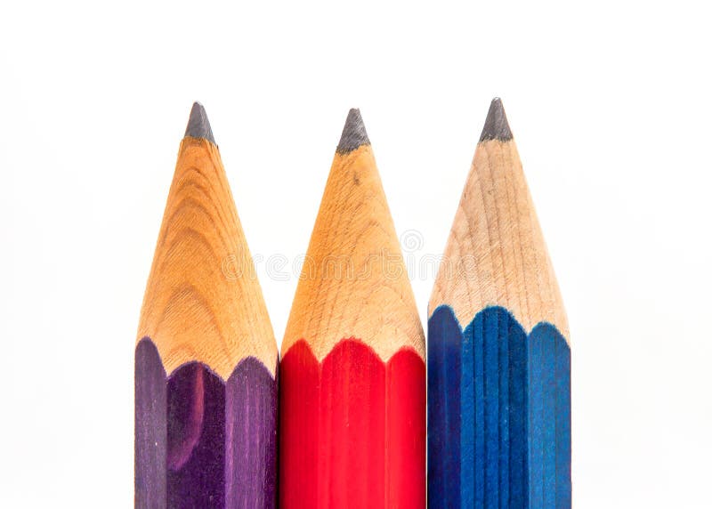 Three Sharp Thick Pencils and Lined Paper Stock Photo - Image of ...