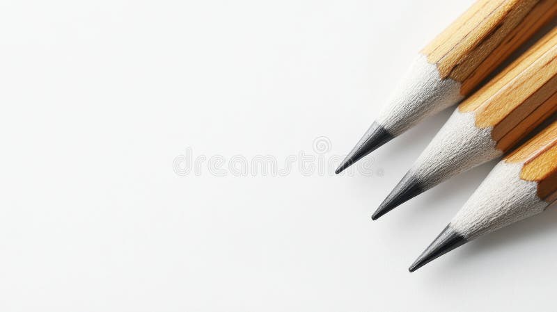 Three Sharpened Pencils Resting on a Clean Surface Stock Photo - Image ...