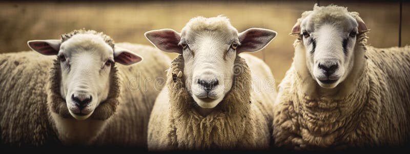Three Sheep on the Farm. Generative AI, Stock Illustration ...
