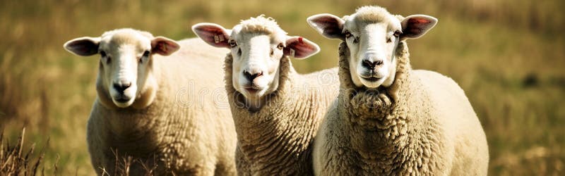 Three Sheep on the Farm. Generative AI, Stock Illustration ...