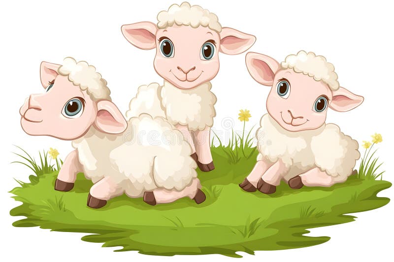 Three Sheep are Laying in a Field of Grass Stock Illustration ...