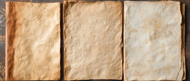 Three Sheets of Aged and Textured Paper Stock Illustration ...