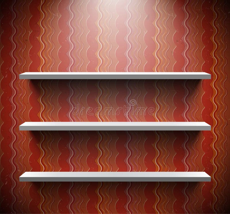 Three Shelves on Brown Wall Stock Vector - Illustration of abstract ...