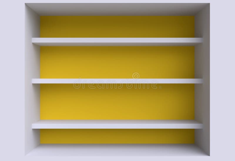 Three shelves on the wall. stock illustration. Illustration of front ...