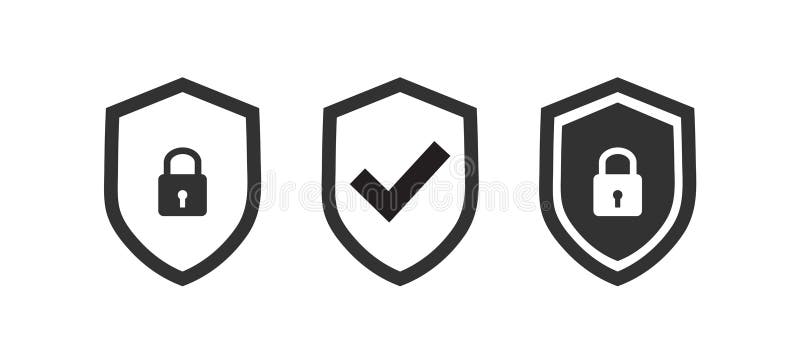 Three Shield Icons Showcasing Security Options: Locked, Checked, and ...