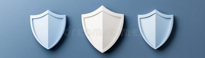 Three Shields on a Blue Backdrop, Symbol of Protection and Security ...