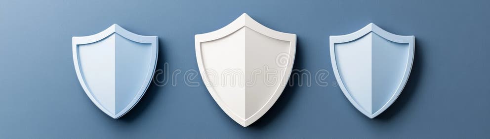 Three Shields on a Blue Backdrop, Symbol of Protection and Security ...