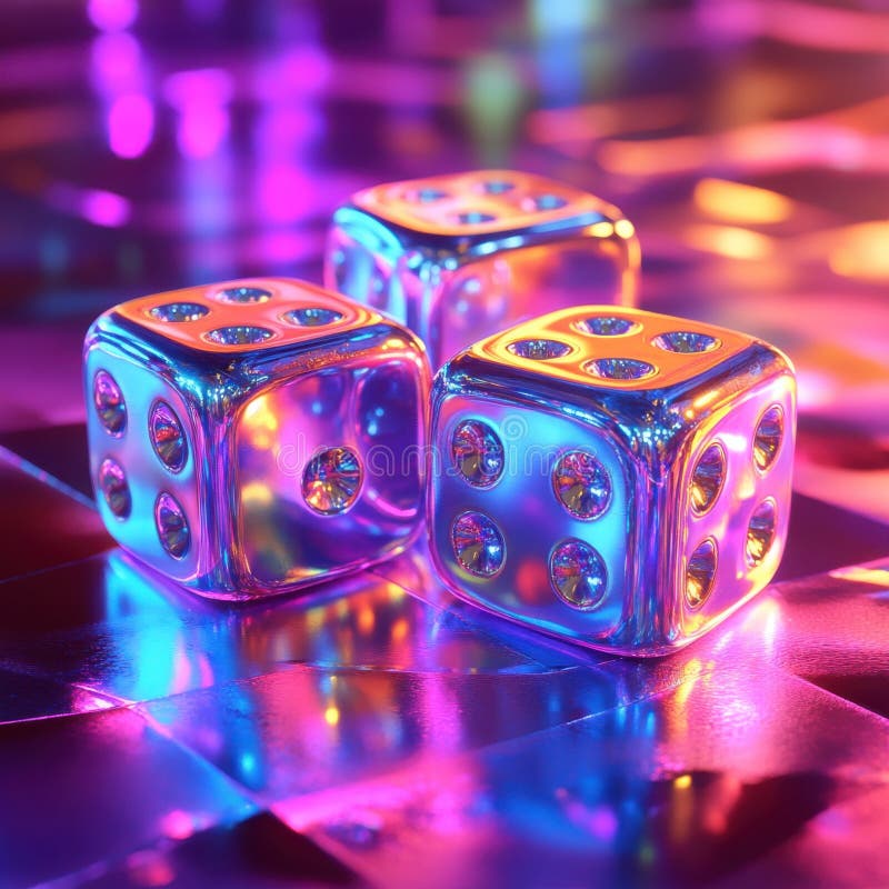 Three Shiny Dice are Placed on a Shiny Surface Stock Image - Image of ...