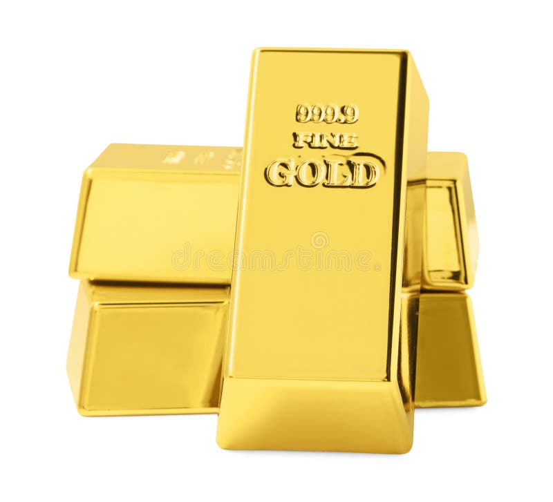 Three Shiny Gold Bars Isolated on White Stock Photo - Image of ...