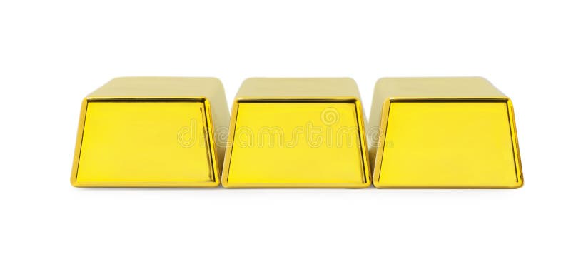 Three Shiny Gold Bars Isolated on White Stock Illustration ...