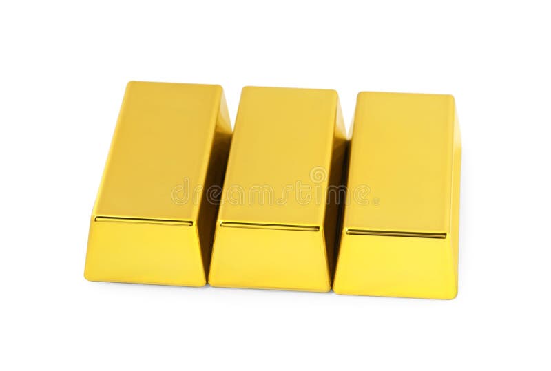 Three Shiny Gold Bars Isolated on White Stock Image - Image of bullion ...
