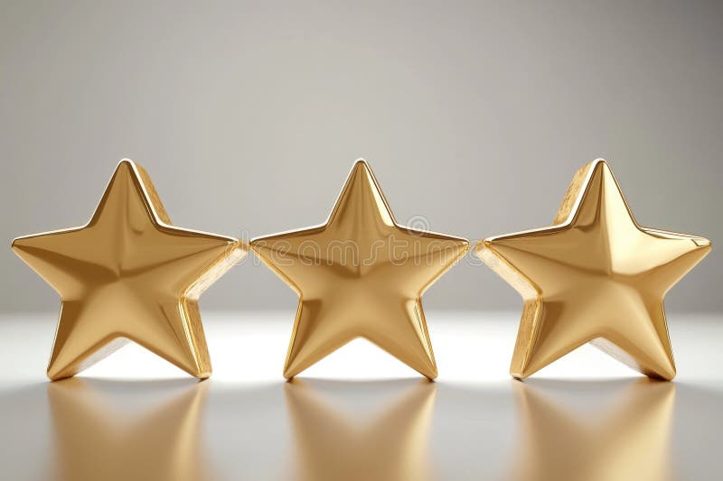 Three Shiny Gold Stars Placed on a Table Surface Stock Photo - Image of ...