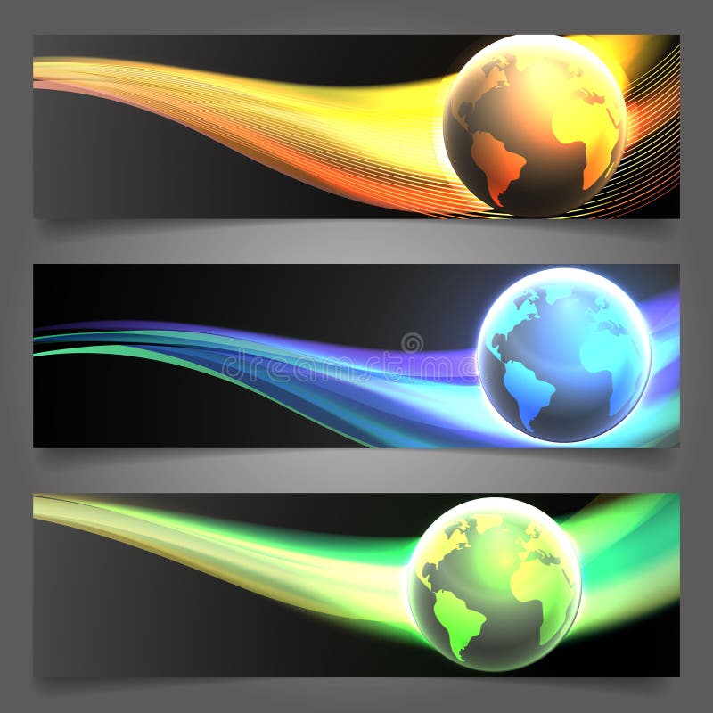 Three Shiny Lighting Globe Header/banner Stock Vector - Illustration of ...