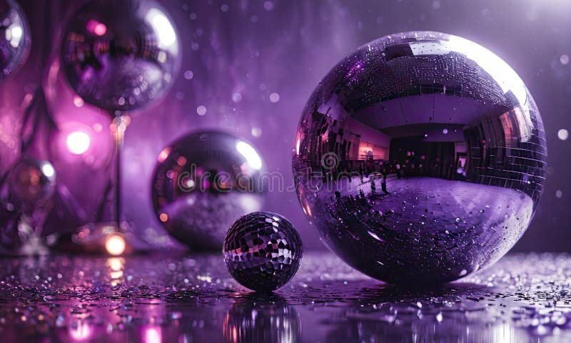 Three Shiny Purple Balls are Sitting on a Purple Surface, Reflecting ...