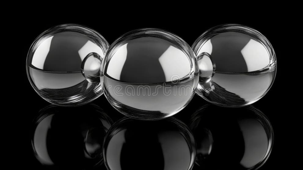 Three Shiny Spheres Reflecting Light on Black Stock Illustration ...