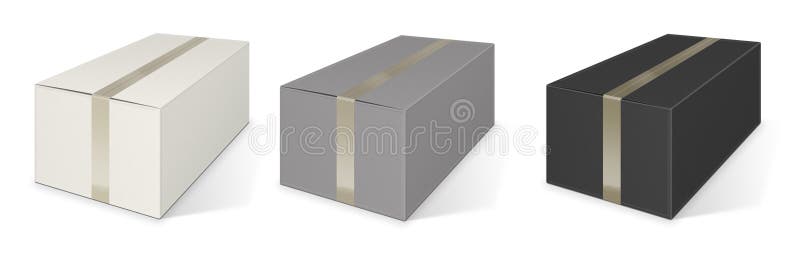 Three Shipping Box Blank Template White, Grey and Black for ...