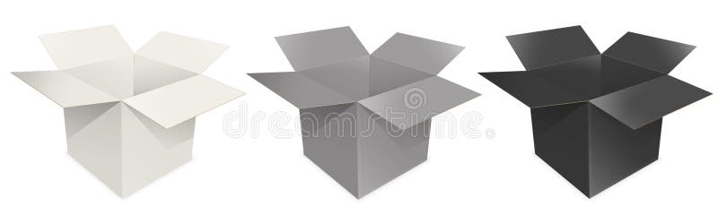 Three Shipping Box Blank Template White, Grey and Black for ...