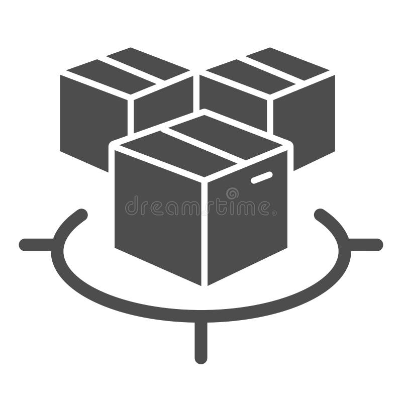 Three Shipping Box in Target Solid Icon, Warehouse and Logistics Symbol ...