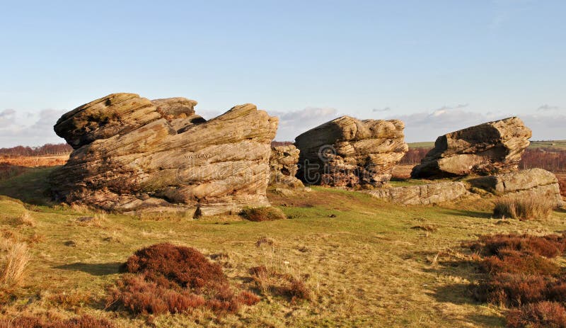 Three Ships Rocks in Derbyshire Stock Photo - Image of england, peak ...