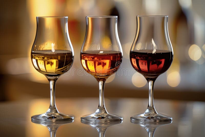 Three Shot Glasses with Different Types of Wine Stock Image - Image of ...