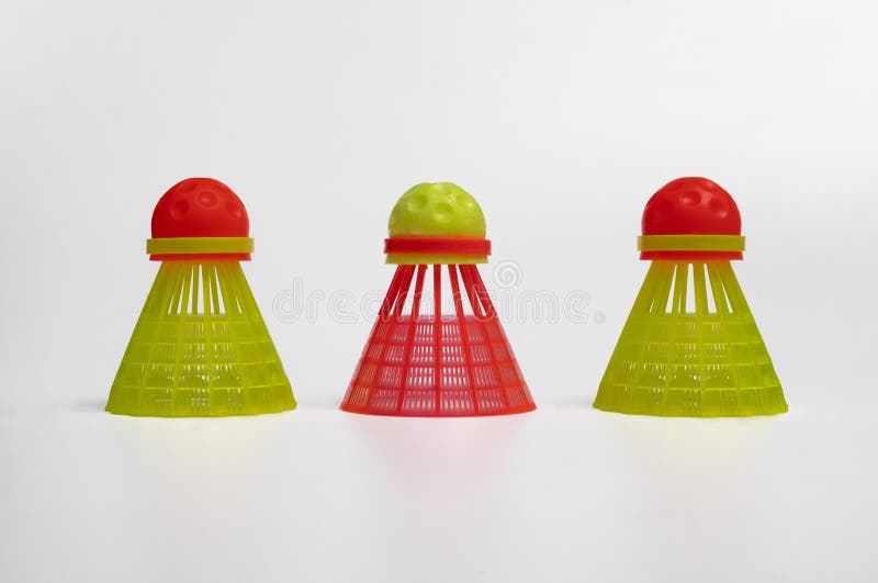 Three Shuttlecocks for Playing Crossminton on a White Background. Stock ...