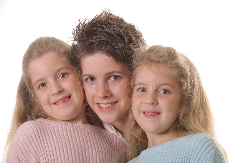 Three Siblings On White Picture. Image: 3641280